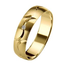 Firetti Damen Trauring "Schmuck Geschenk Gold 375 Hochzeit Ehering Trauring "LIEBE"", 22, 0,01 SI = kleine Einschl&uuml;sse mit Brillant, Gelbgold 375,