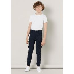 name it M&auml;dchen Cargohose "NKMRYAN &ndash; f&uuml;r Jungen mit verstellbarem Bund und Stretchkomfort", blau, Gr. 170, unifarben, Twill, Obermaterial: 98%