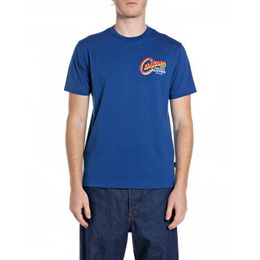 T-Shirt Replay, Jungen, Gr. L, royal blau, Jersey, Obermaterial: 100% Baumwolle, bedruckt, regular fit h&uuml;ftbedeckend, Rundhals, abgesteppte Kante, Shirts T-Shirt, mit Frontprint auf der Brust, Rundhals