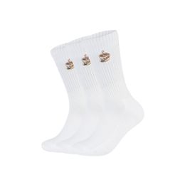 FLIP SOX Damen Socken "Tennissocke mit Motiv 3er Pack", Gr. 35coffee, 66% Baumwolle, 28% Polyester, 5% Elastodien, 1% Elasthan, bestickt, Socken, 3er