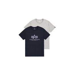 Herren T-Shirt "Basic T-Shirt BL 2 Pack", blau, Gr. M, Alpha Industries, Obermaterial: 100% Baumwolle, Shirts