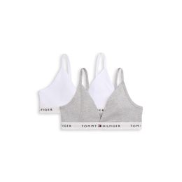 Damen Bralette-BH "2 PK TRIANGLE BRALETTE", Tommy Hilfiger Underwear, Gr. 128wei&szlig;, lt grau htr, Jersey, Obermaterial: 95% Baumwolle, 5% Elasthan,