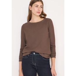Cecil Damen Langarmshirt, braun, Gr. M, unifarben, Jersey, Obermaterial: 59% Viskose, 38% Polyester, 3% Elasthan, Shirts, mit vertikaler Struktur und