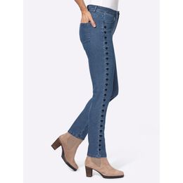 Classic Basics Damen Bequeme Jeans, blau, Gr. 27, gemustert, 81% Baumwolle, 17% Polyester, 2% Elasthan, Jeans