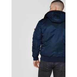 Herren Bomberjacke "MA-1 HOODED", blau, Gr. M, Alpha Industries, unifarben, Web, Obermaterial: 100% Nylon. Futter: 100% Nylon. Wattierung: 100%