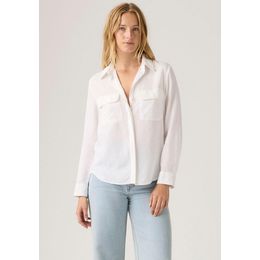 Levi's LEVI'S Damen Hemdblusehellwei&szlig; cotton linen, Gr. M, unifarben, Web, Obermaterial: 50% Viskose, 40% Baumwolle, 10% Leinen, Blusen, Krempel&auml;rmel mit