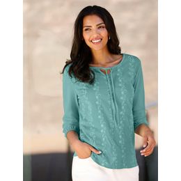 3/4-Arm-Shirt Classic Basics "3/4-Arm-Shirt", Damen, Gr. 38, salbei, 100% Baumwolle, gemustert, Rundhals, Shirts 3/4-Arm-Shirt