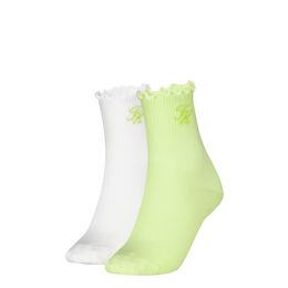 Kurzsocken Tommy Hilfiger "TH WOMEN SHORT SOCK 2P REFINED MONOGRAM", Damen, Gr. 35-38, lime, Obermaterial: 59% Baumwolle, 38% Polyamid, 3% Elasthan, Socken