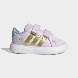 Kinder Klettschuh "ADIDAS FROZEN GRAND COURT 3.0 KIDS", adidas Sportswear, Gr. 23ice lavender, gold metallic, glow blau, Synthetik, Textil, Schuhe,