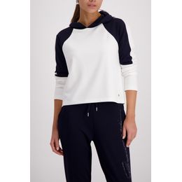 monari Damen Kapuzensweatshirtwei&szlig;, marine, Gr. 44, unifarben, Sweatware, Obermaterial: 55% Polyester, 38% Viskose, 7% Elasthan, Sweatshirts,