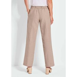 GOLDNER Damen Stoffhose "Kurzgr&ouml;&szlig;e Sommerhose VERA mit weitem Bein", beige, Gr. 19, Obermaterial: 55% Leinen LI. 45% Baumwolle CO., Hosen