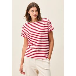 Cecil Damen T-Shirt, rot, Gr. XS, gestreift, Web, 50% Baumwolle, 50% Modal, Shirts, mit U-Boot-Ausschnitt
