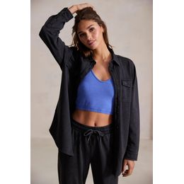 Buffalo Damen Blusenshirt, Gr. 40, grau, Obermaterial: 100% Baumwolle, unifarben, used, Shirts, Loungeshirt im Used-Look, Loungewear