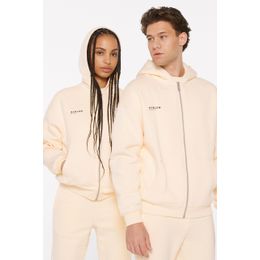 Harlem Soul Damen Kapuzensweatjacke, beige, Gr. XS, bedruckt, Material: 65% Baumwolle, 35% Polyester, Sweatjacken, mit weicher Innenseite