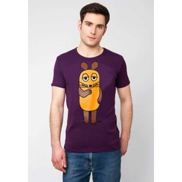 logoshirt Herren T-Shirt "Die Sendung mit der Maus", lila, Gr. XL, bedruckt, 100% Baumwolle, Shirts, mit lizenziertem Originaldesign