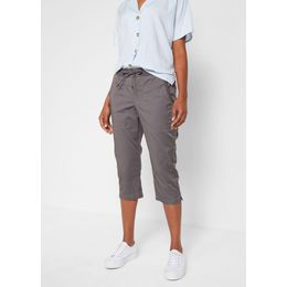 bonprix Caprihose mit Bindeband, grau, Gr.54, Caprihose mit seitlichen Schlitzen in attraktiver Capri-L&auml;nge, 98% Baumwolle