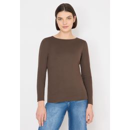 Langarmshirt Cecil, Damen, Gr. L (42), urban taupe, Web, 100% Baumwolle, unifarben, comfort fit normal, U-Boot-Ausschnitt, abgesteppt, Shirts Langarmshirt, aus reiner Baumwolle