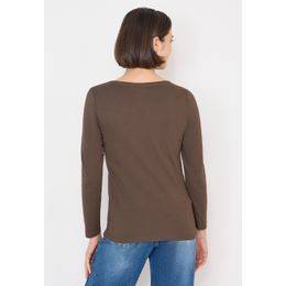Cecil Damen Langarmshirturban taupe, Gr. XL, unifarben, Web, 100% Baumwolle, Shirts, aus reiner Baumwolle