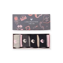 LIEBLINGSST&Uuml;CK LIEBLINGSST&Uuml;CK Damen Langsocken "KellyEp - Geschenkbox - Regular", Gr. 35490, navy, Baumwolle, Elasthan, Polyamid, metallisierte Fasern, Socken, mit