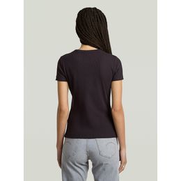 G-Star Raw G-STAR Damen T-Shirt "Rib Cap Sleeve T-Shirt"dk schwarz, Gr. L, Obermaterial: 94% Baumwolle, 6% Elasthan, Shirts