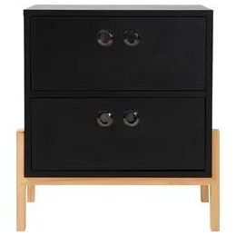 M&ouml;bilia Kommode M&Ouml;BILIA "Melia", schwarz (schwarz, natur), B:50cm H:55cm T:35cm, MDF, Massivholz, Sideboards, Kommode, Beine aus massiver Pinie