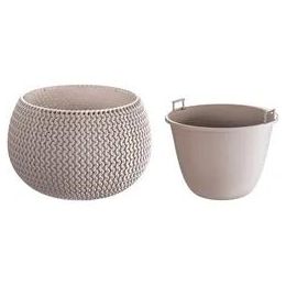 Pflanzk&uuml;bel Prosperplast "Splofy Bowl" in schicker Strickoptik", braun (mocca), H:19cm &Oslash;:29cm, Kunststoff, Pflanzgef&auml;&szlig;e, Pflanzk&uuml;bel, &Oslash;xH: 29x19 cm, inkl. Einsatz mit Henkeln