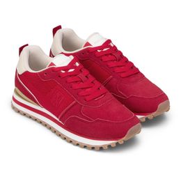 Marc O'Polo MARC O'POLO Damen Sneaker "Bjorna", Gr. 37rot, creme, Schuhe, Schn&uuml;rschuh, Halbschuh, Freizeitsneaker mit Memory Foam Innensohle