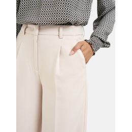 Milano Italy Damen Stoffhosecream, Gr. 40, unifarben, Web, Material: 63% Polyester, 32% Viskose, 5% Elasthan, Hosen, mit weitem Bein