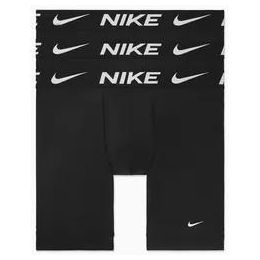 Boxer Nike UNDERWEAR "BOXER BRIEF LONG 3PK", Herren, Gr. L, schwarz, Jersey, Obermaterial: 92% Polyester, 8% Elasthan, kontrastfarbene Details, unifarben, k&ouml;rpernah, Unterhosen, mit Elastikbund mit Nike Logo-Schriftzug