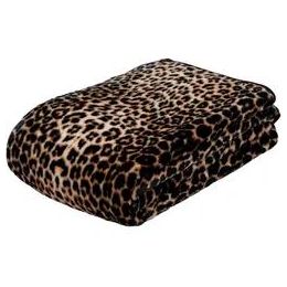 G&ouml;zze Wohndecke G&Ouml;ZZE "Leopard", braun, B:150cm L:200cm, Polyester, Wohndecken, Wohndecke, mit gedrucktem Motiv, Kuscheldecke