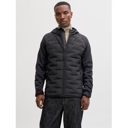 Jack & Jones JACK & JONES Herren Steppjacke "JJEPERFECT HYBRID JACKET NOOS"schwarz, Gr. M, unifarben, Steppware, Fleece, Obermaterial: 100% Polyester, Jacken, mit