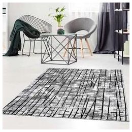 Teppich Carpet City "Moda 1139" Gr. 2, grau, B:80cm H:11mm L:150cm, Kunstfaser, Teppiche, Teppich, L&auml;ufer, weicher Kurzflor, abstrakt, Wohnzimmer