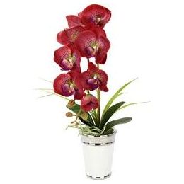 Kunstblume I.GE.A. "Orchidee", rot, B:30cm H:52cm L:40cm, Kunstpflanzen, im Topf, aus Keramik, Seidenblume Real Touch