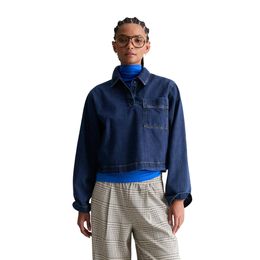 Marc O'Polo Damen Langarmbluse "aus reiner Bio-Baumwolle", blau, Gr. XS, MARC O'POLO DENIM, unifarben, Obermaterial: 100% Baumwolle, Blusen