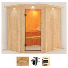 Sauna Karibu "Laila", beige (naturbelassen), Saunaofen, integrierte Steuerung, 3,6 kW, Saunen, Ofen 3,6 kW intgr. Strg