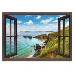 Alu-Dibond-Druck Artland "K&uuml;stenweg in Nordirland durchs Fenster", gr&uuml;n (farbe bild(er): gr&uuml;n), B:100cm H:70cm, Bilder, f&uuml;r Innen- und Au&szlig;enbereich geeignet, Outdoorbild