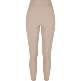 Urban Classics Damen Leggings "Urban Classics Damen Ladies Rib Knit Leggings"lighttaupe, Gr. L, unifarben, 35% Polyacryl, 35% Viskose, 30% Polyamid,