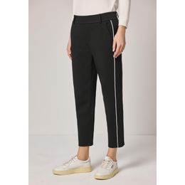 Street One Damen Stoffhoseschwarz, Gr. 46, unifarben, Stoff, 50% Polyester, 46% Baumwolle, 4% Elasthan, Hosen, im Loose Fit