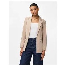 Longblazer Pieces "PCBOSELLA LS LOOSE BLAZER NOOS", Damen, Gr. S, silber (silber mink), Web, Obermaterial: 88% Polyester, 12% Elasthan, unifarben, Basic, tiefer V-Ausschnitt, Blazer Longblazer, in leichter Oversize Form