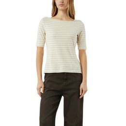 comma, COMMA Damen T-Shirtbeige stripes, Gr. 46, gestreift, Single Jersey, Obermaterial: 92% Viskose, 8% Elasthan, Shirts, im Streifen-Design