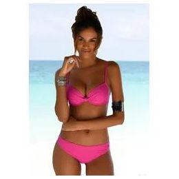 B&uuml;gel-Bikini-Top s.Oliver "Spain", Damen, Gr. 38, Cup B, pink, Microfaser, Microfaser, unifarben, Bikini-Oberteile, mit geraffter Mitte