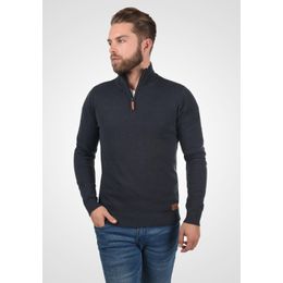 Blend Herren Troyer "BHRobin", blau, Gr. XL, unifarben, Feinstrick, 50% Baumwolle, 50% Polyacryl, Pullover, Strickpullover mit hochabschlie&szlig;endem