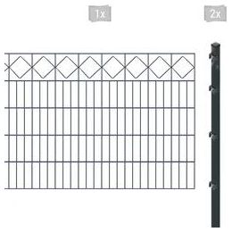 Doppelstabmattenzaun Arvotec "ESSENTIAL 100 zum Einbetonieren "Karo" mit Zierleiste", grau (anthrazit), H:100cm, Kunststoff, Stahl, Zaunelemente, Zaunh&ouml;he 100 cm, Zaunl&auml;nge 2 - 60 m