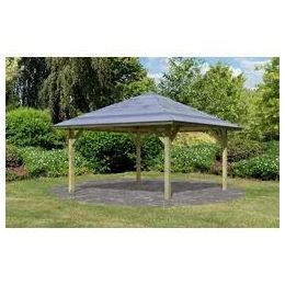 Pavillon Karibu "Holm 1", grau, B/H/T: 431cm x 315cm x 431cm, Pavillons, BxT: 431x431 cm