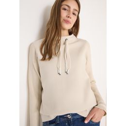 Cecil Damen Sweatshirtpearl beige, Gr. M, unifarben mit Farbeinsatz, Sweatware, Obermaterial: 86% Baumwolle, 9% Polyester, 5% Elasthan, Sweatshirts,