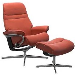 Relaxsessel stressless "Sunrise", braun (henna), B:83cm H:105cm T:74cm, Sessel, Relaxsessel, mit Cross Base, Gr&ouml;&szlig;e S, M & L, Holzakzent Schwarz