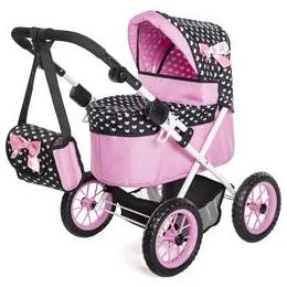 BAYER DESIGN Puppenwagen BAYER "Trendy, pink/schwarz", pink (pink, schwarz), Puppenwagen, KinderB:39cm H:68cm T:67cm, Kunststoff, Metall, Stoff, mit Wickeltasche, B:39cm H:68cm T:67cm