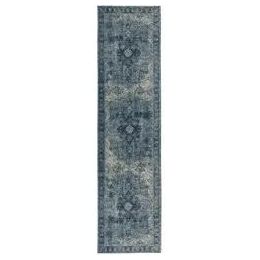 L&auml;ufer FLAIR RUGS "Antique Vintage-Muster", blau, B:60cm H:4mm L:230cm, Baumwolle, Kunstfaser, Teppiche, L&auml;ufer, Chenille Stil Teppich, Wohnzimmer, Schlafzimmer, Esszimmer