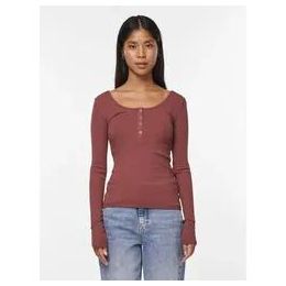 Langarmshirt Pieces "PCKITTE LS TOP NOOS BC", Damen, Gr. S, beige (apple butter), Single Jersey, Obermaterial: 95% Baumwolle, 5% Elasthan, unifarben, slim fit normal, Rundhals, Shirts Langarmshirt, Baumwollmischung, slim fit