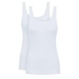 Tanktop Mey "Pure Sense", Damen, Gr. L (XL), wei&szlig;, Feinripp, Obermaterial: 50% Viskose, 46% Polyamid, 4% Elasthan, unifarben, figurbetont h&uuml;ftbedeckend, tiefer Rundhals, Tops Tanktop, ohne auftragende Seitenn&auml;hte, schmale Passform